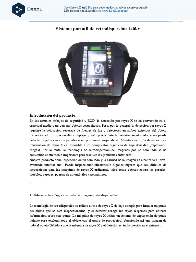 4 - Portable Backscatter Imaging System 140kv Es | PDF | Rayo X | Tableta