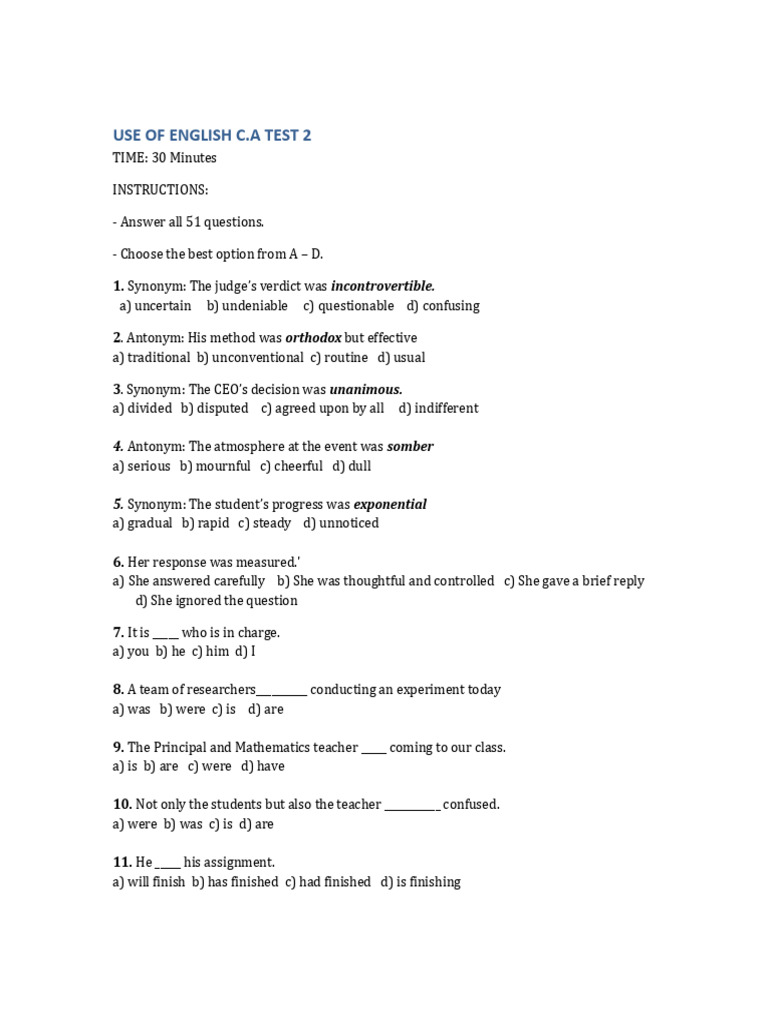 Use - of - English - Test - 2 (1) - Batch B | PDF