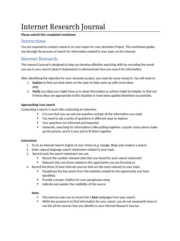 Internet Search Journal 1 | PDF | Credibility | Information