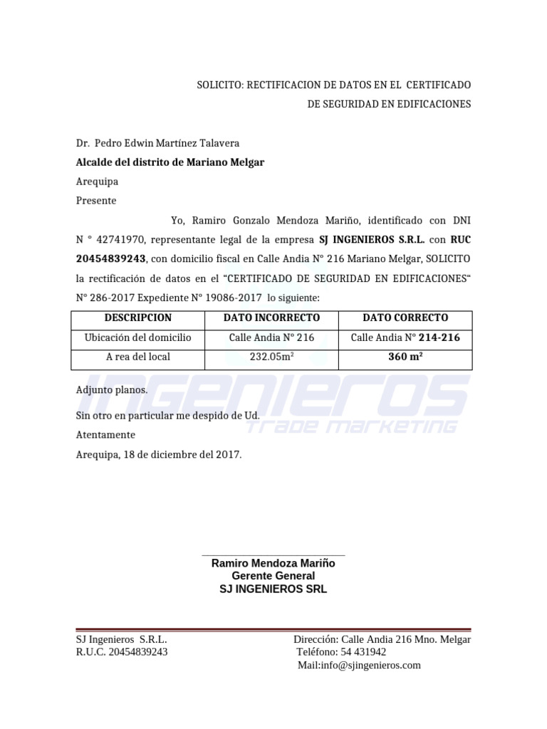 Solicitud de Modificacion | PDF