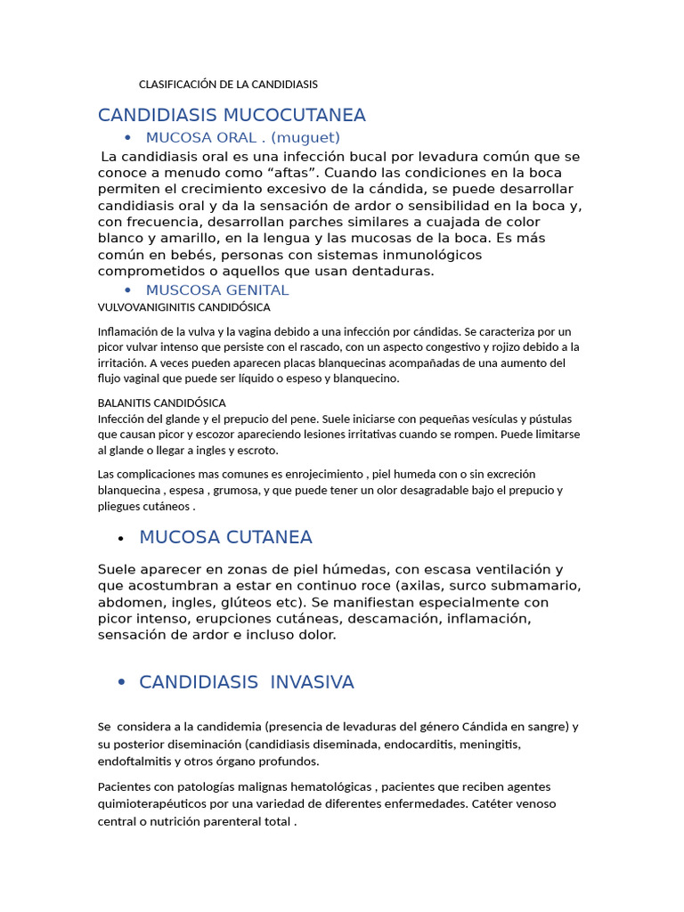 Candidiasis | PDF | Candidiasis | Enfermedades y trastornos humanos