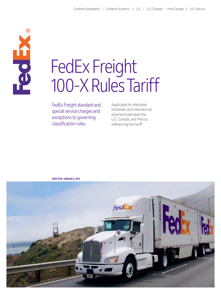 FedEx Freight 100-X Rules Tariff Guide | PDF | Cargo | Supply Chain ...