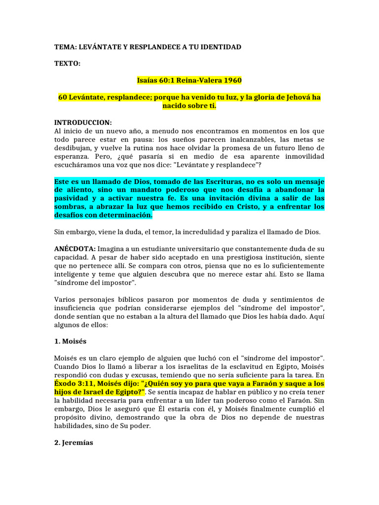 Levántate y Resplandece A Tu Identidad | PDF | Cristo (título) | Dios
