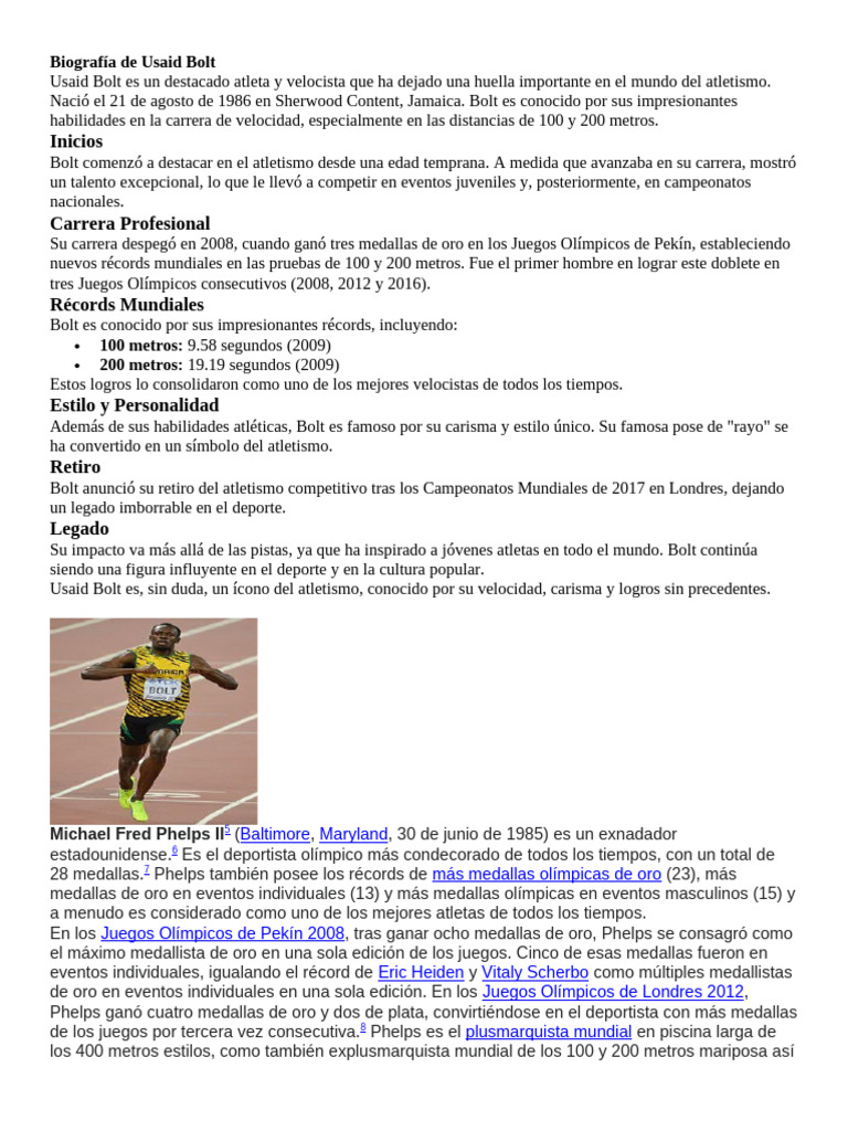 Biografía de Usaid Bolt | PDF | Eventos deportivos múltiples | Juegos ...