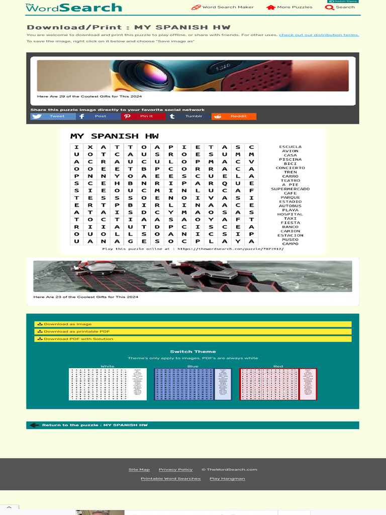 Download Word Search on MY SPANISH HW | PDF