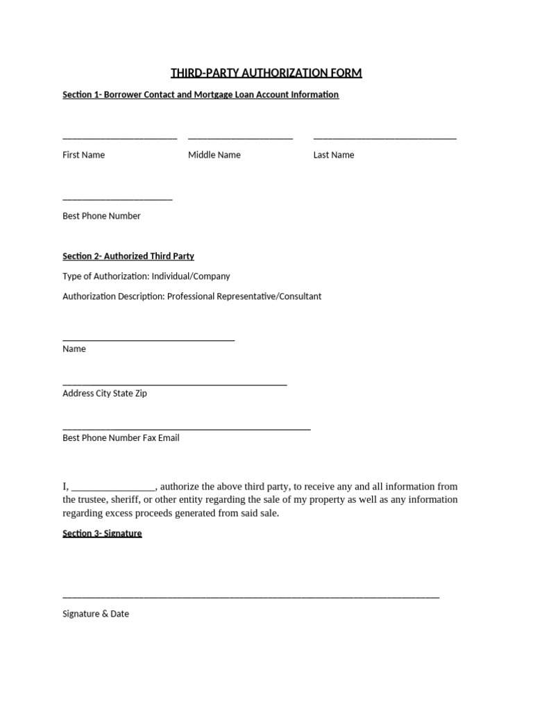 Third-Party Authorization Form Template | PDF