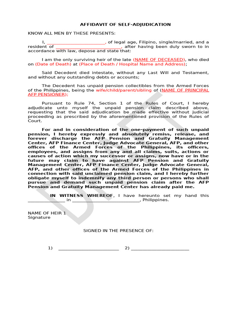 Affidavit of Self-Adjudication | PDF | Legal Documents | Civil Law (Common Law)