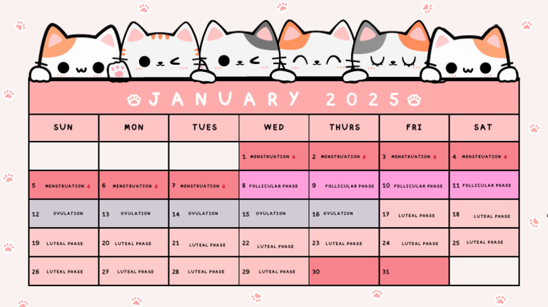 Pink and Orange Cute Illustrative January 2025 Monthly Calendar | PDF