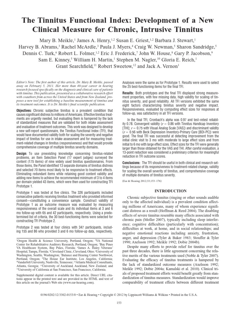 Tfi Data | PDF | Validity (Statistics) | Tinnitus