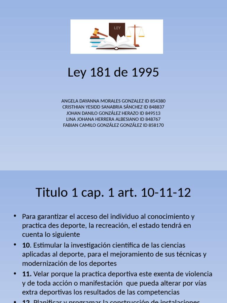 Diapositiva Ley 181 | PDF