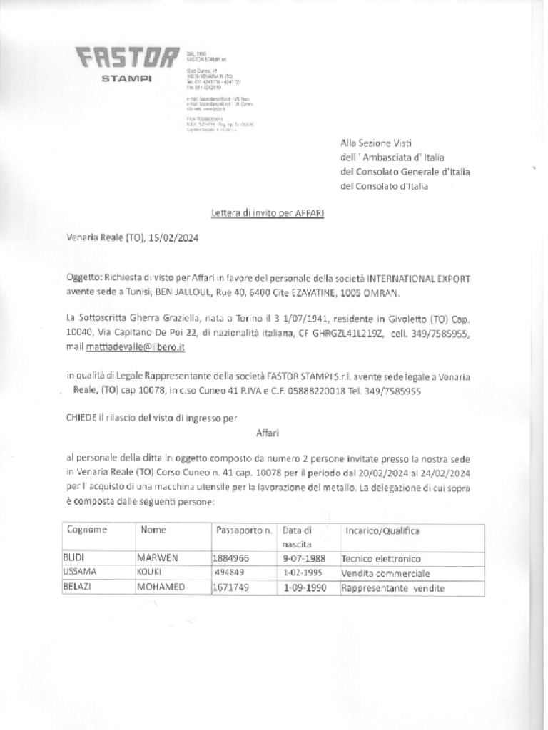 Lettera Invito Fastor Stampi | PDF