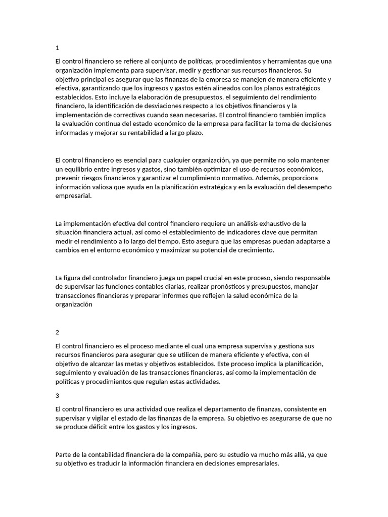 Control Financiero: Claves y Objetivos | PDF | Capital de trabajo ...