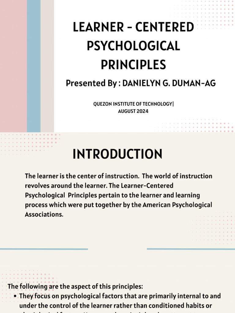Learner Centered Psychological Principle | PDF