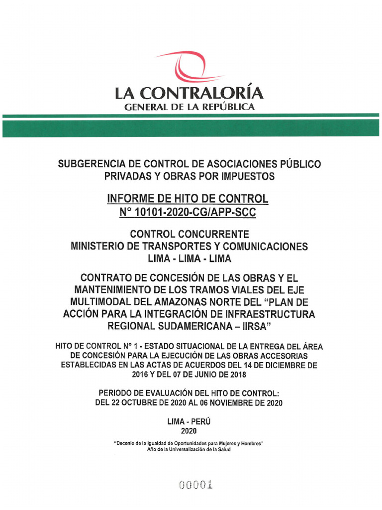 Informe de Hito de Control #10101-2020-CG - APP-SCC | PDF