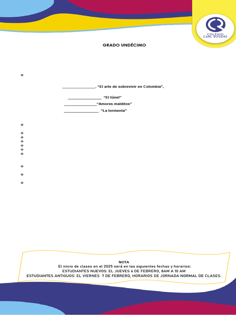 Lista Utiles Grado Undecimo | PDF