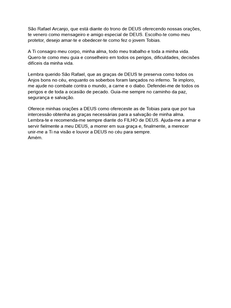 São Rafael Arcanjo, Que Está Diante Do Trono de DEUS Oferecendo Nossas ...