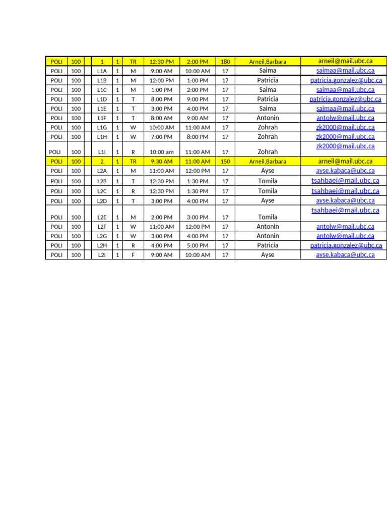POLI Discussion Groups 2021 TA Assignments | PDF
