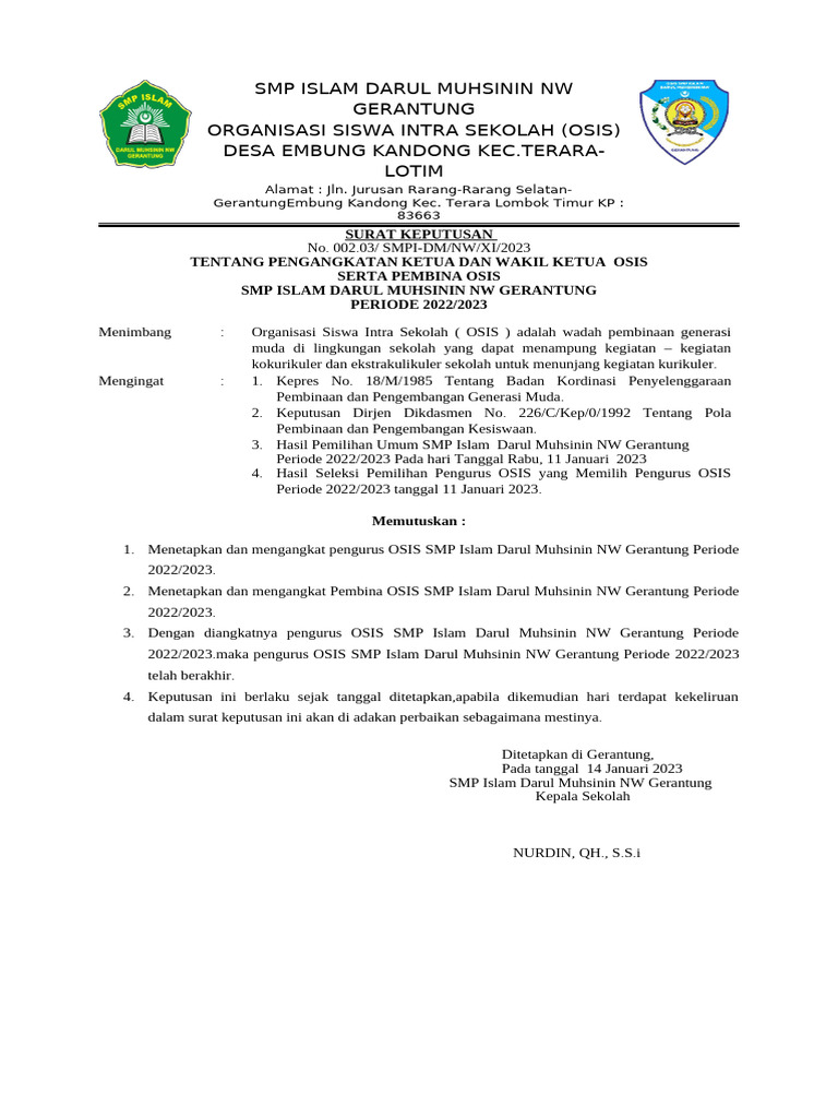 Sk Osis Smp 2021 | PDF