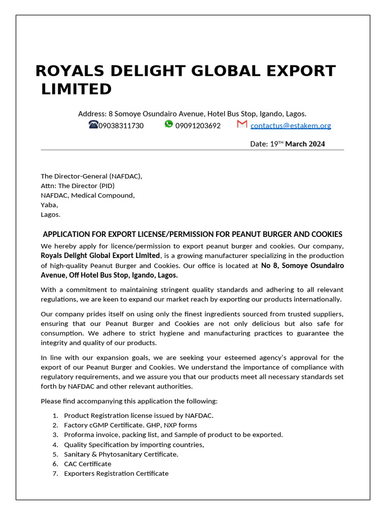 NAFDAC Registration Application | PDF