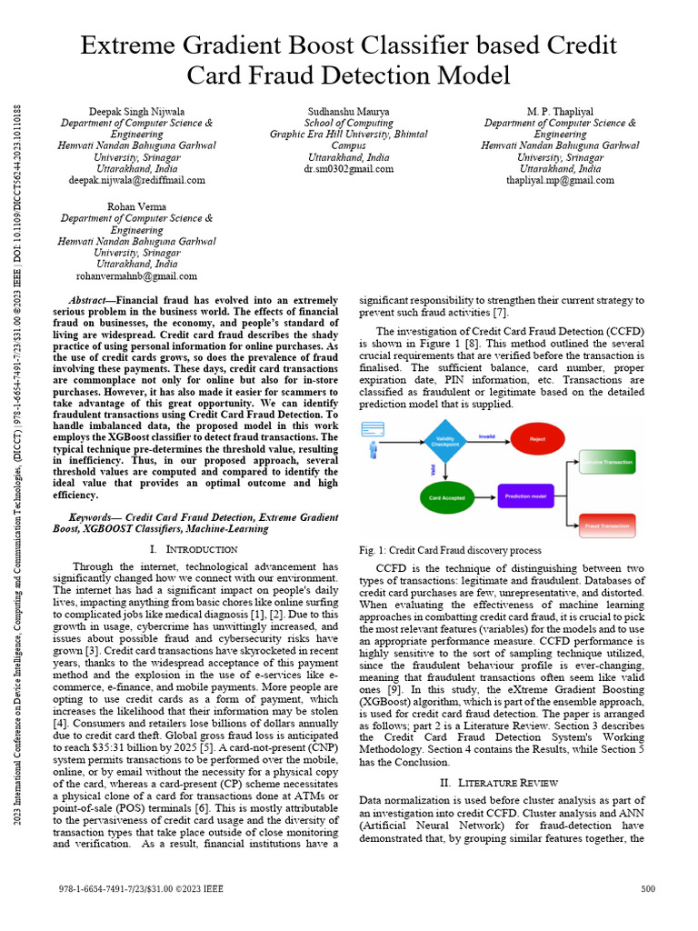 Extreme Gradient Boost Classifier Based Credit Card Fraud Detection ...