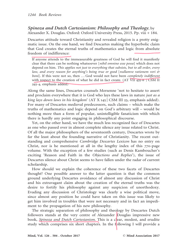 Review Essay of Alexander Douglas Spinoz | PDF | René Descartes ...