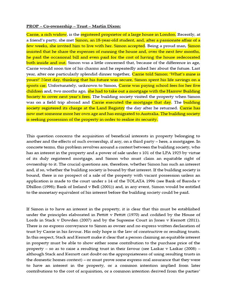 Prop - Coownership Trust Prop | PDF | Mortgage Law | Estoppel