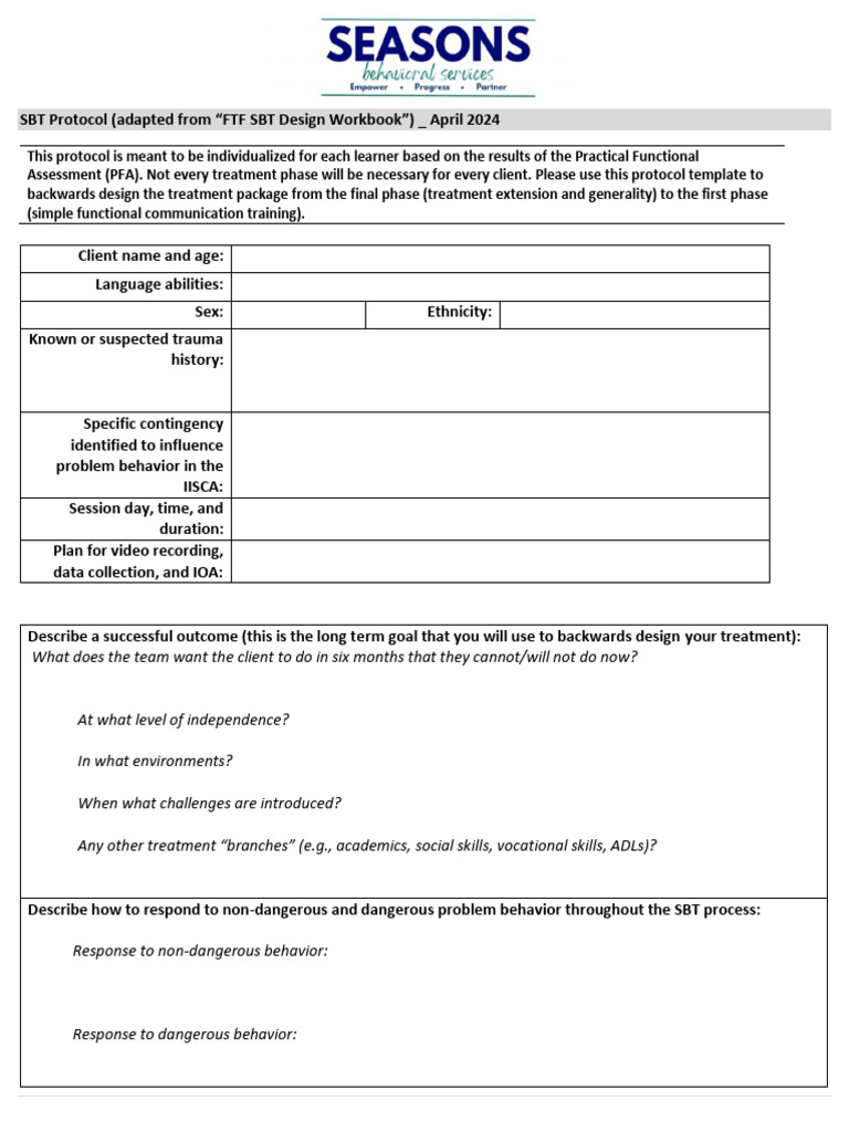 Seasons SBT Protocol November 2024 | PDF | Reinforcement | Communication