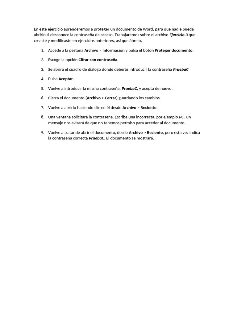 Practica Contraseña Documento | PDF