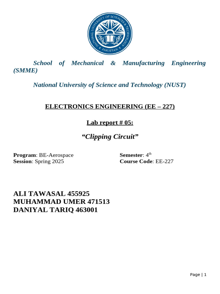 Electronics Engineering Lab 5 Clipping 2 | PDF | Diode | Electrical Network