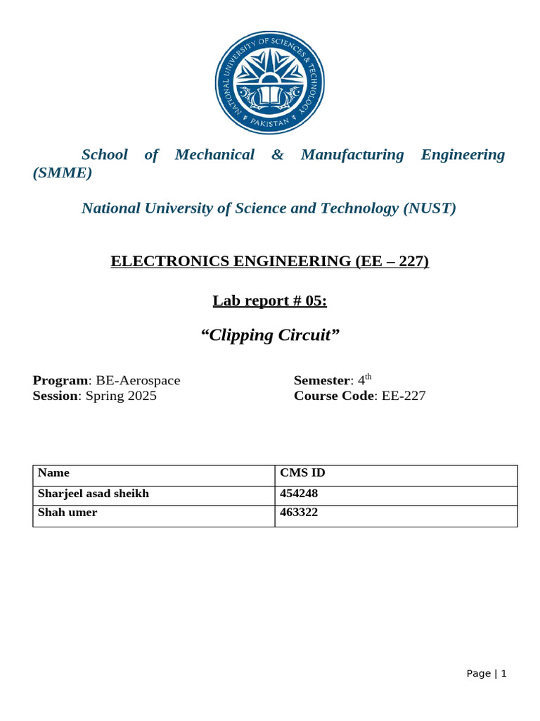 Electronics Engineering Lab 5 Clipping | PDF | Diode | Electrical Network