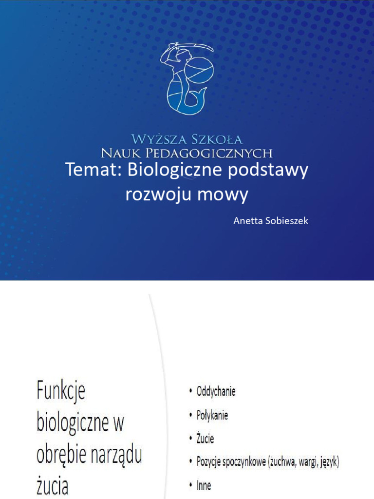 Biologiczne Podstawy Rozwoju Mowy-Mgr A.sobieszek-2 | PDF