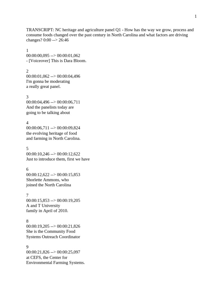 NC Heritage Podcast Transcript Part 1 | PDF | Farms | Agriculture