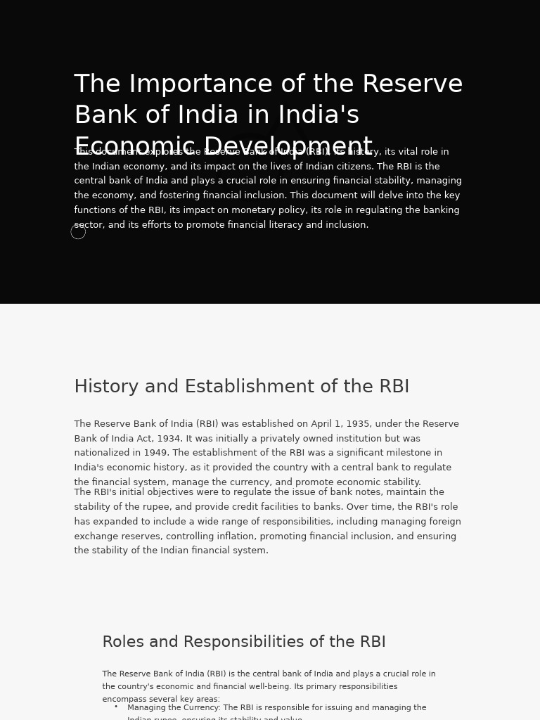 RBI's Role in India's Economic Growth | PDF | Reserve Bank Of India ...