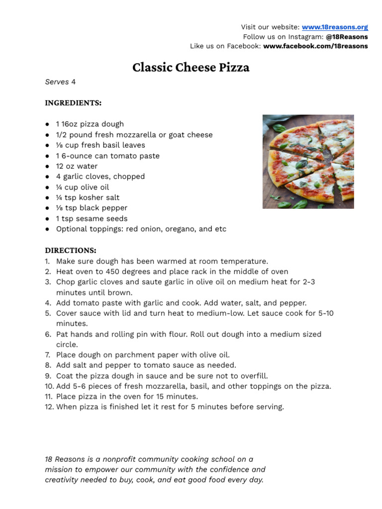 Classic Cheese Pizza | PDF