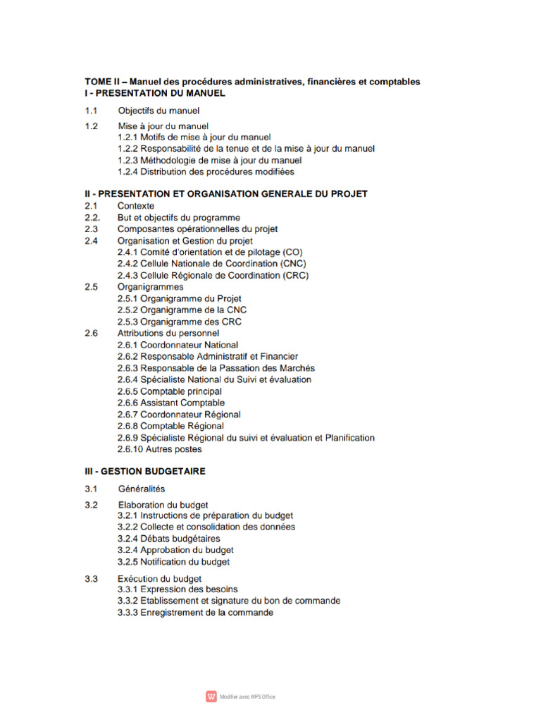 Manuel Des Procedures Administratifs, Financiers Et Comptables | PDF