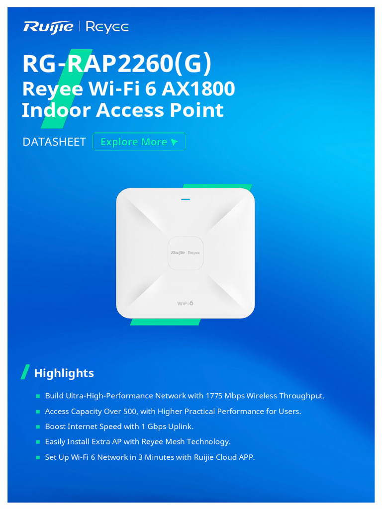 RG-RAP2260 (G) Datasheet 20241101 | PDF | Ieee 802.11 | Wi Fi
