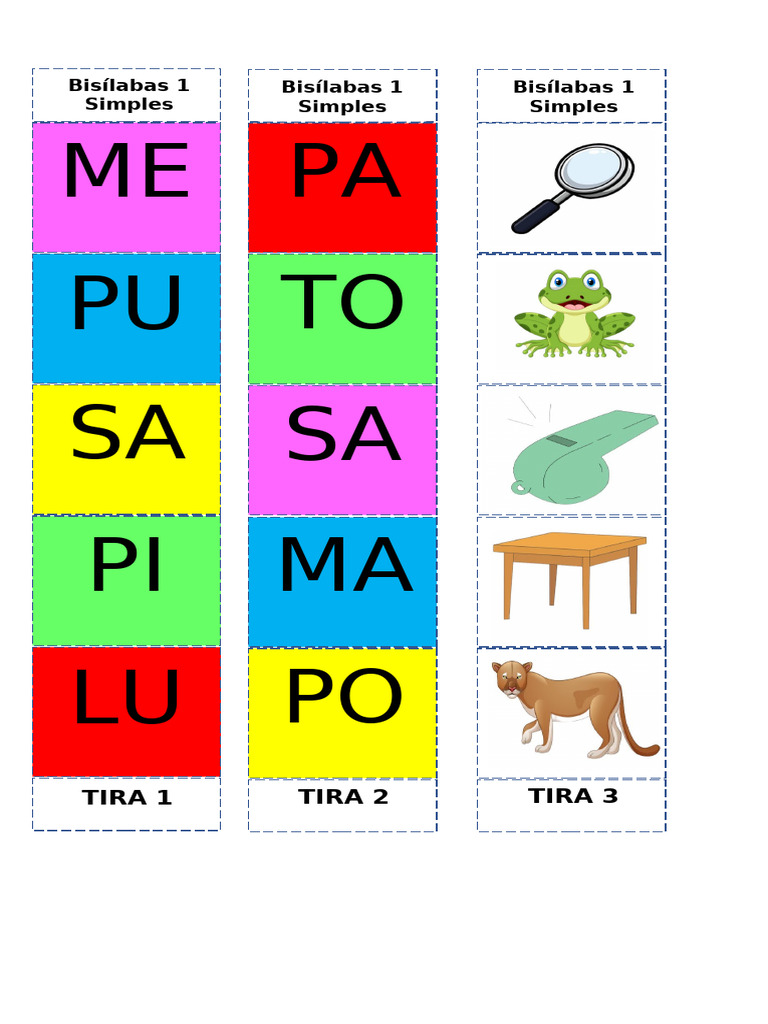 Juego de Bisílabas 1 | PDF