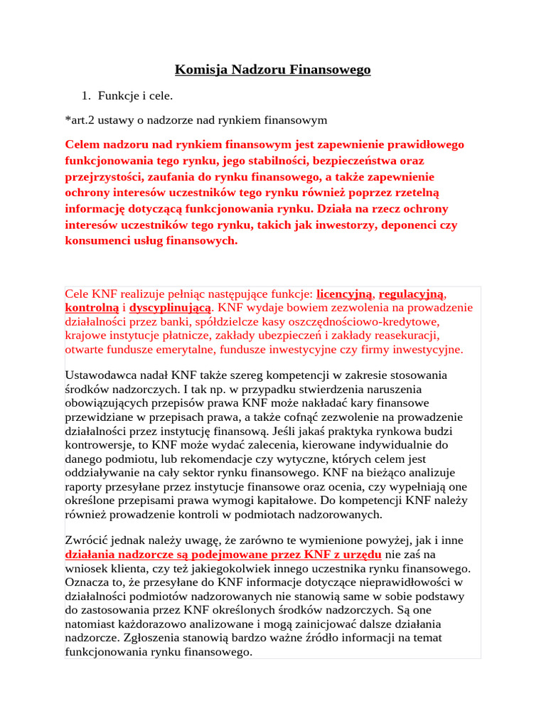 Komisja Nadzoru Finansowego | PDF