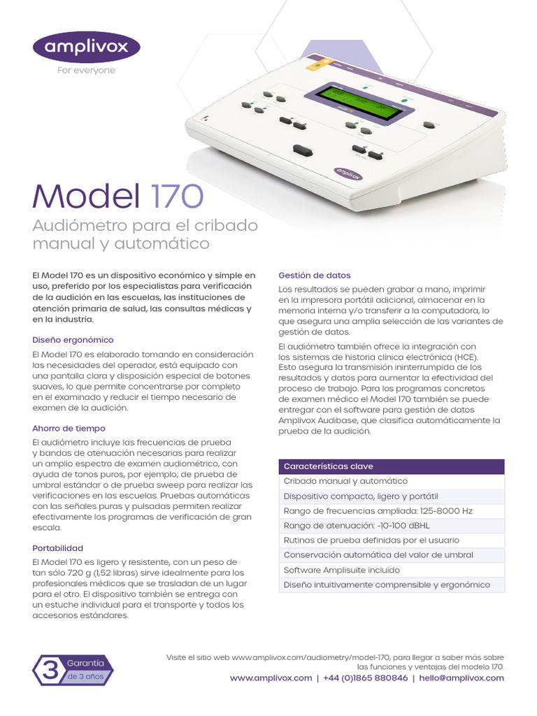 Audiómetro Model 170: Eficiencia y Portabilidad | PDF | Ordenador ...