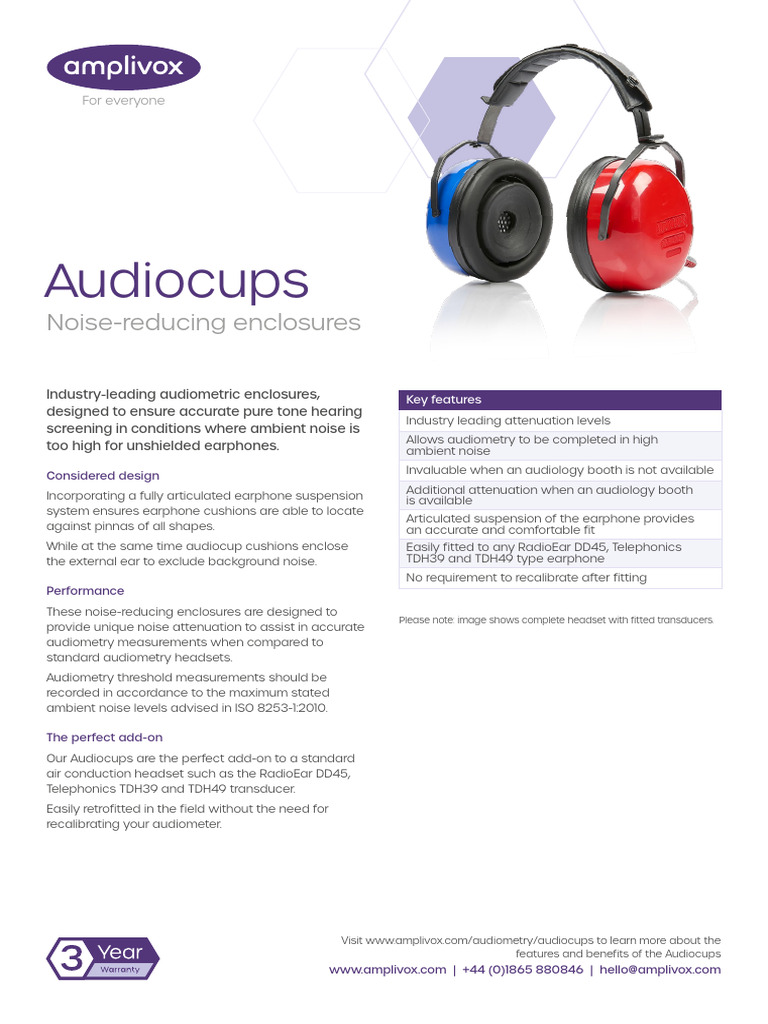 Ficha Técnica - Audiocups Amplivox | PDF | Headphones | Senses