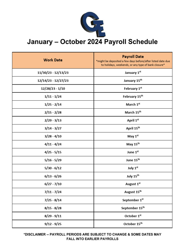 2024 Payroll Schedule Overview | PDF
