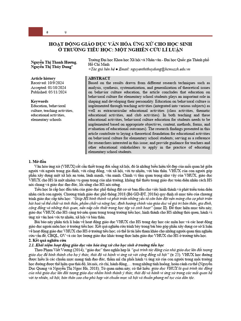 Hot NG Gio DC VN Ha NG X Cho HC Sinh TRNG Tiu HC MT Nghin Cu L Lun | PDF