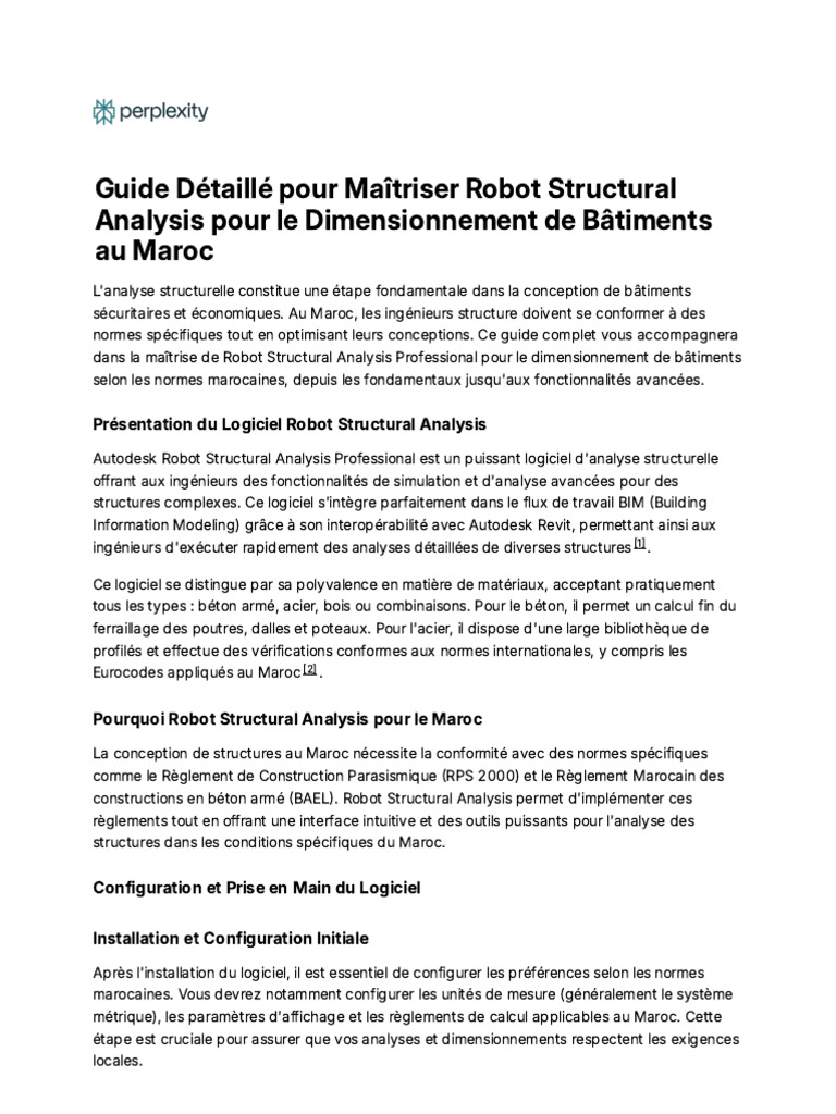 Guide d'Utilisation de Robot Structural Analysis | PDF | Béton armé ...