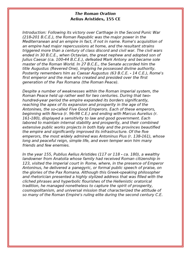 Primary Source-The Roman Oration (1) - 1 | PDF | Augustus | Roman Empire