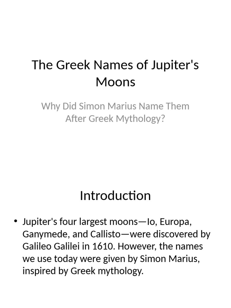 Greek Names Jupiter Moons | PDF