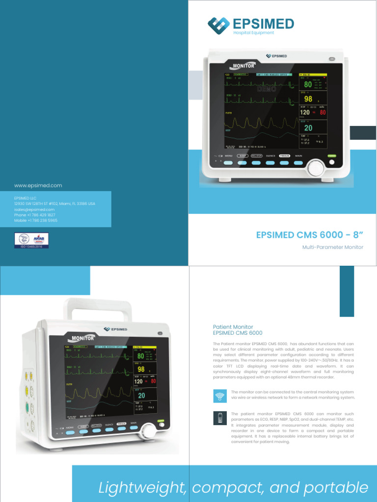 Monitor 8 Inch EPSIMED en | PDF | Computer Monitor | Electrocardiography