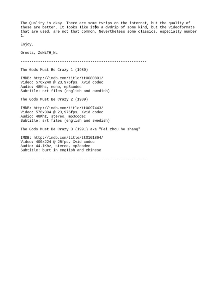 The Gods Must Be Crazy | PDF