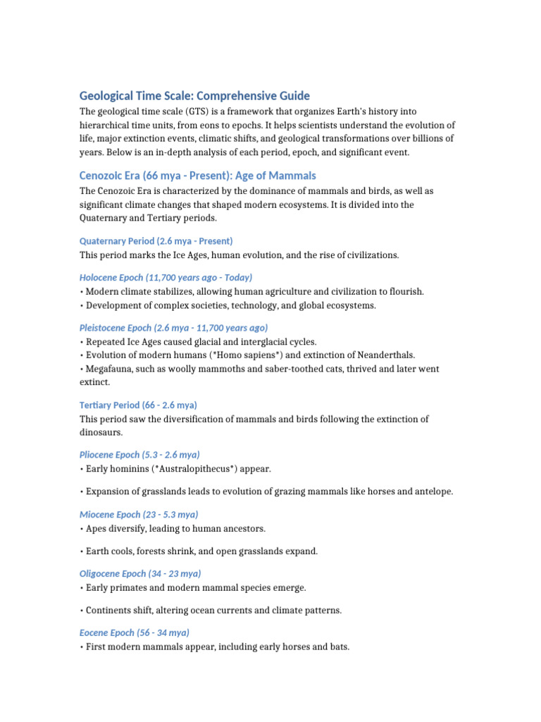 Geological Time Scale Overview | PDF | Geology | Nature