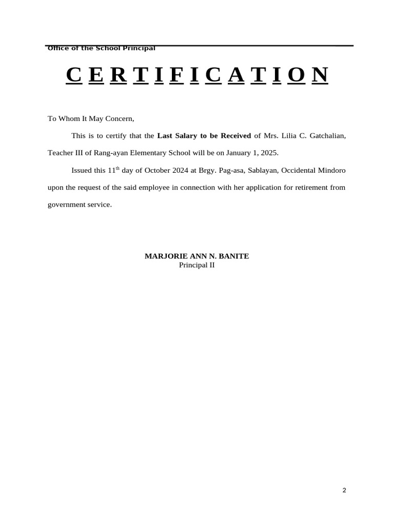 Last Salary To Be Received | PDF