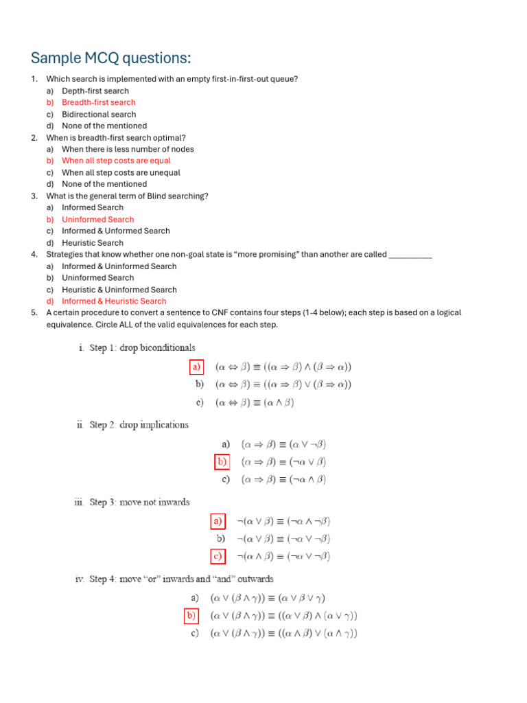 BFS and Search Strategies MCQs | PDF